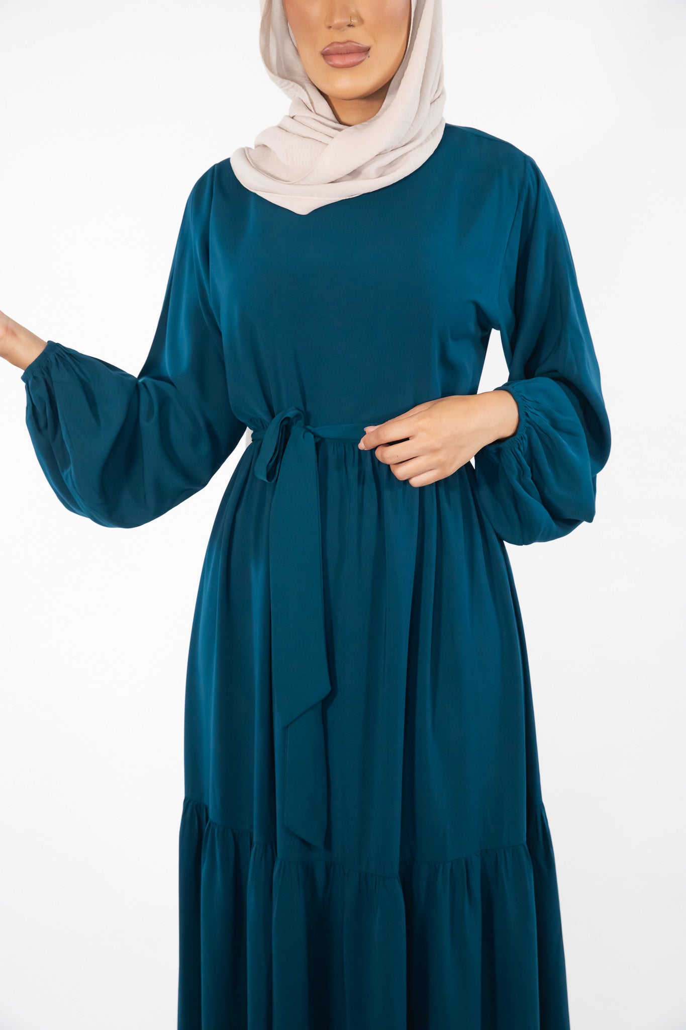 Sayyida tiered Abaya Teal – Sayyida Collection
